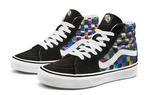 VANS Sk8-hi Iridescent Checkerboard High Top Sneakers - Black