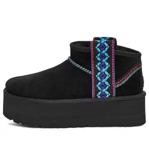 UGG Classic Ultra Mini Braid Platform Boots - Black
