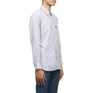 Play Comme Des Garcon Striped Shirt Black Emblem - Blue
