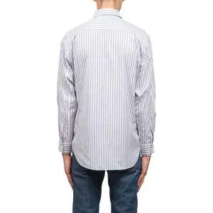 Play Comme Des Garcon Striped Shirt Black Emblem - Blue