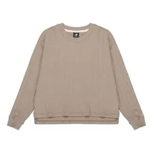NEW BALANCE Casual Rib-knit Long Sleeve Top - Brown