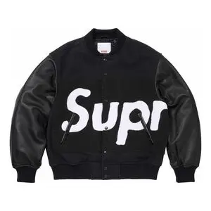 Supreme Big Logo Chenille Varsity Jacket - Black/white