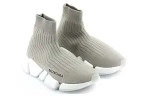 Balenciaga Speed 2.0 Rib-knit Trainers - Grey/white