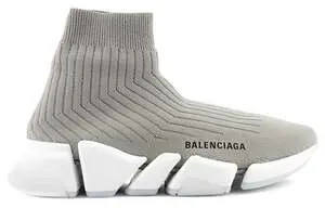 Balenciaga Speed 2.0 Rib-knit Trainers - Grey/white