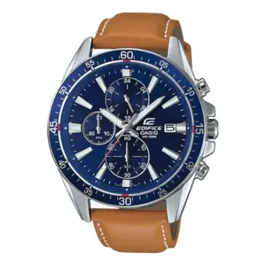 Casio Edifice Series Analog Watch With Leather Strap - Blue