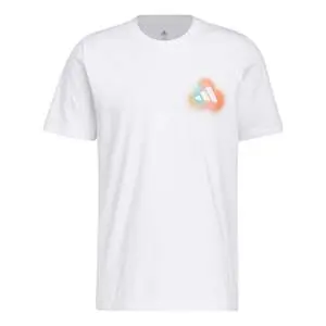 Adidas Multi-color Logo Printing Round Neck Short Sleeve White