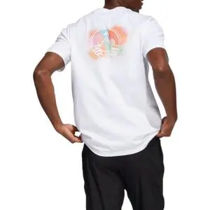 Adidas Multi-color Logo Printing Round Neck Short Sleeve White