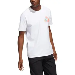 Adidas Multi-color Logo Printing Round Neck Short Sleeve White