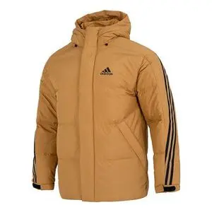 Adidas Puffy Down Jacket With Logo And Stripes - Default Color