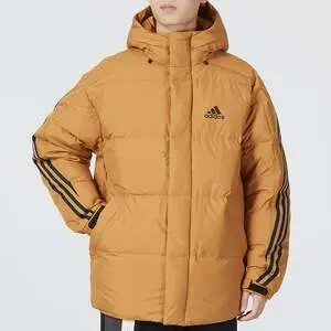 Adidas Puffy Down Jacket With Logo And Stripes