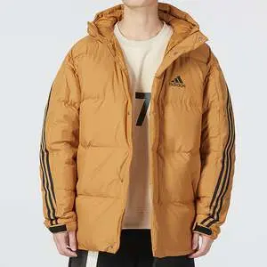 Adidas Puffy Down Jacket With Logo And Stripes