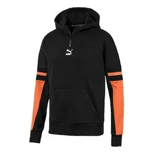 PUMA Colorblocked Half Zip Hoodie - Black/orange/white