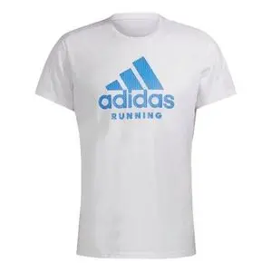 Adidas Run Logo Tee M Logo Printing Round Neck Short Sleeve White