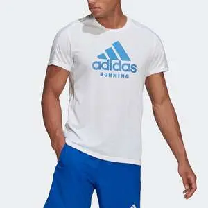 Adidas Run Logo Tee M Logo Printing Round Neck Short Sleeve White