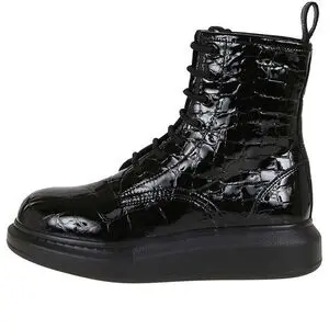 Alexander McQueen High Hybrid Boots With Crocodile Effect - Black