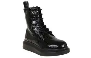 Alexander McQueen High Hybrid Boots With Crocodile Effect
