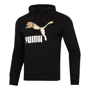 PUMA Classics Metallic Logo Hooded Sweatshirt - Black