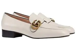 Gucci Double G Leather Loafers - White