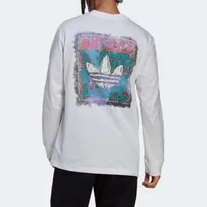 Adidas Originals Casual Solid Color Back Large Long Sleeves White - Multi-color