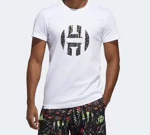 Adidas Harden Logo Tee Basketball Sports Short-sleeve Tee - White