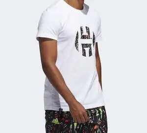 Adidas Harden Logo Tee Basketball Sports Short-sleeve Tee - White