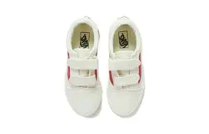 VANS Old Skool Low Top Sneakers With Velcro Fastening - White/red