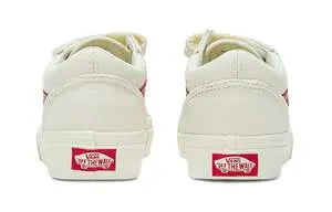VANS Old Skool Low Top Sneakers With Velcro Fastening - White/red