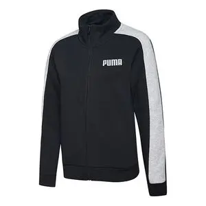 PUMA Contrast Stand Collar Color Matching Sweatshirt - Black