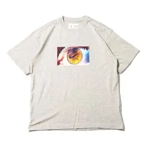 Nike Eye Pattern Logo Printing Round Neck Casual Short Sleeve Gray T-shirt - Default Color