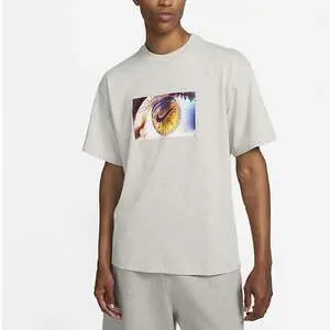 Nike Eye Pattern Logo Printing Round Neck Casual Short Sleeve Gray T-shirt - Default Color