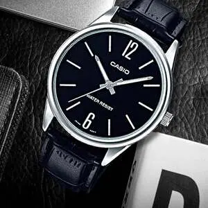 Casio Quartz Analog Watch With Leather Strap