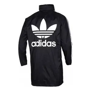 Adidas Originals Hooded Printed Long Windbreaker - Black