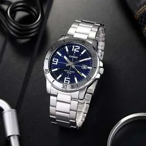 Casio Analog Watch With Stainless Steel Strap