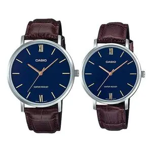 Casio Dress Series Quartz Analog Watch With Leather Strap - Blue