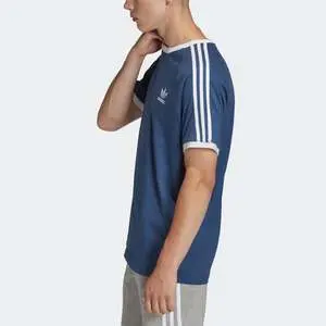 Adidas Originals 3-stripes Tee Casual Round Neck Loose Logo Stripe Short Sleeve Ocean - Blue