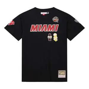 Mitchell & Ness X Nba Miami Heat Hof T-shirt 'dwayne Wade 3 - Black