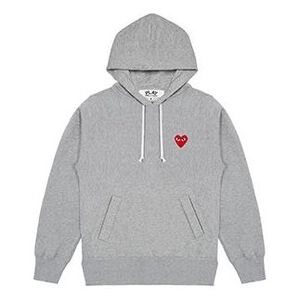 Play Comme Des Garcon Heart Logo Pullover Hoodie - Grey