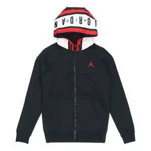 JORDAN Zip-up Hooded Jacket With Logo Detail - Black