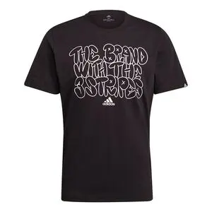 Adidas M Ddlbmb G T Alphabet Printing Sports Short Sleeve - Black