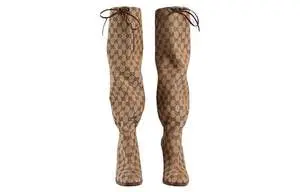 Gucci Lisa Gg Canvas Mid-heel Boots