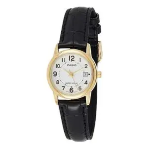 Casio Quartz Leather Strap Watch - Black
