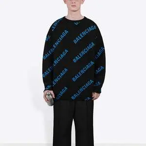 Balenciaga Allover Logo Crewneck Sweater