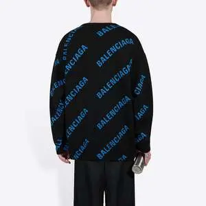 Balenciaga Allover Logo Crewneck Sweater