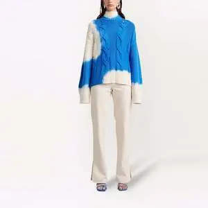 Off-White Blue White" Wool Cable Knit Sweater