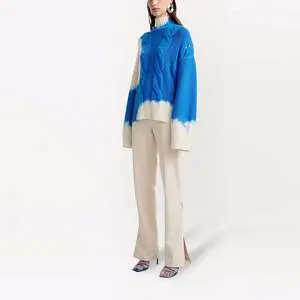 Off-White Blue White" Wool Cable Knit Sweater