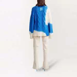 Off-White Blue White" Wool Cable Knit Sweater