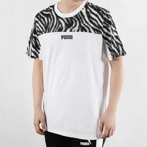 PUMA Short Sleeve Colorblocked Zebra Print T-shirt