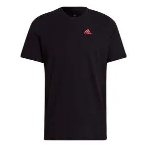 Adidas Solid Color Logo Round Neck Short Sleeve Black