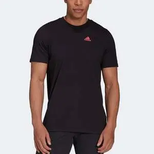 Adidas Solid Color Logo Round Neck Short Sleeve Black