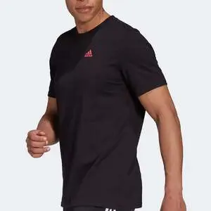 Adidas Solid Color Logo Round Neck Short Sleeve Black